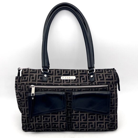 Fiorelli | Bags | Vanessa Fiorelli Satchel Purse Black Gray Geometric ...